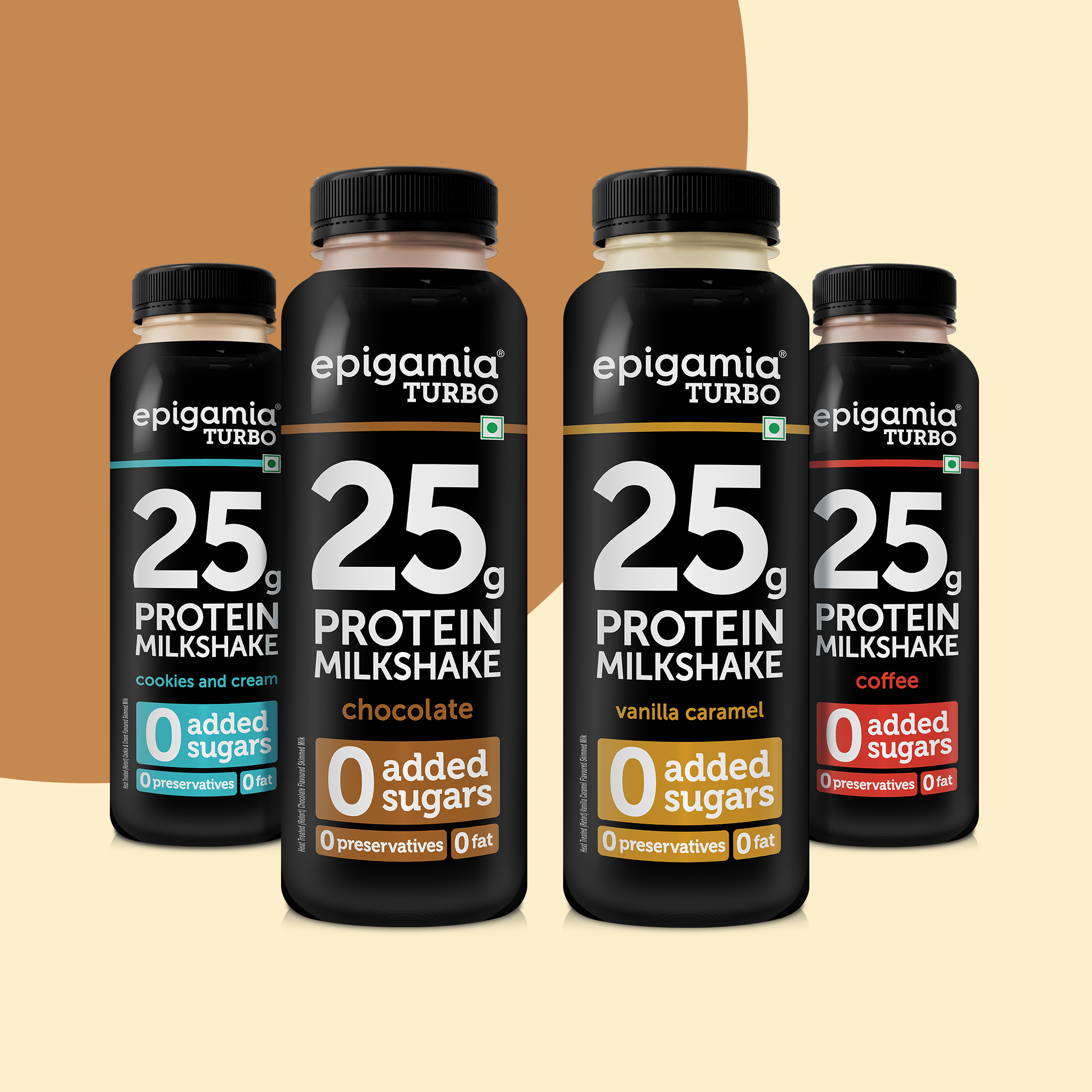 turbo 25g protein milkshake, assorted flavors - pack of 4 - Epigamia