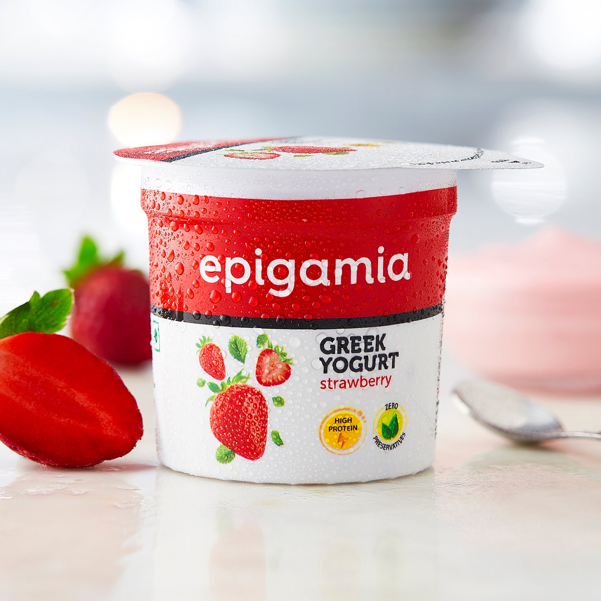 greek yogurt, strawberry - 85 gm - Epigamia